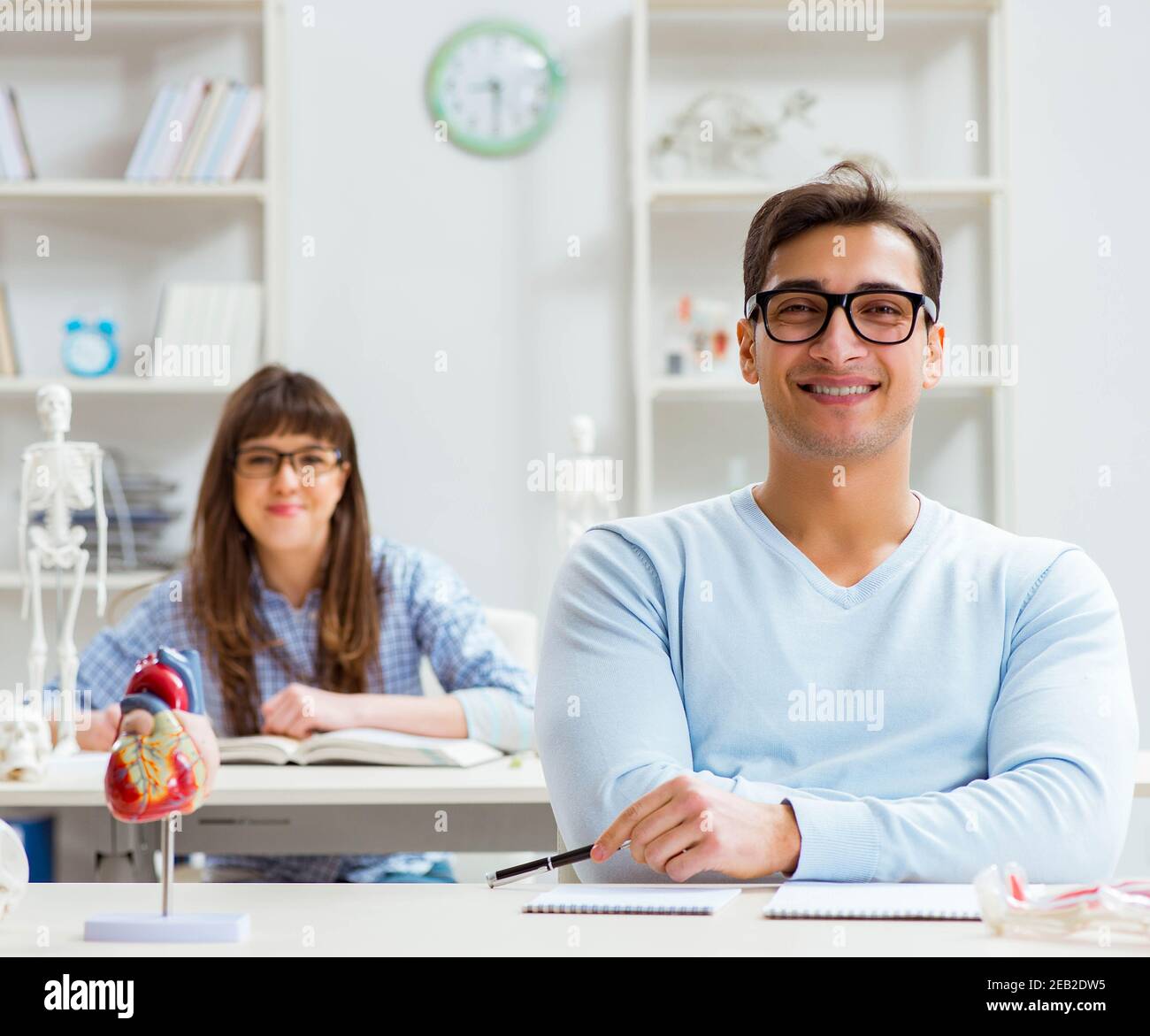 The two medical students studying in classroom Stock Photo - Alamy