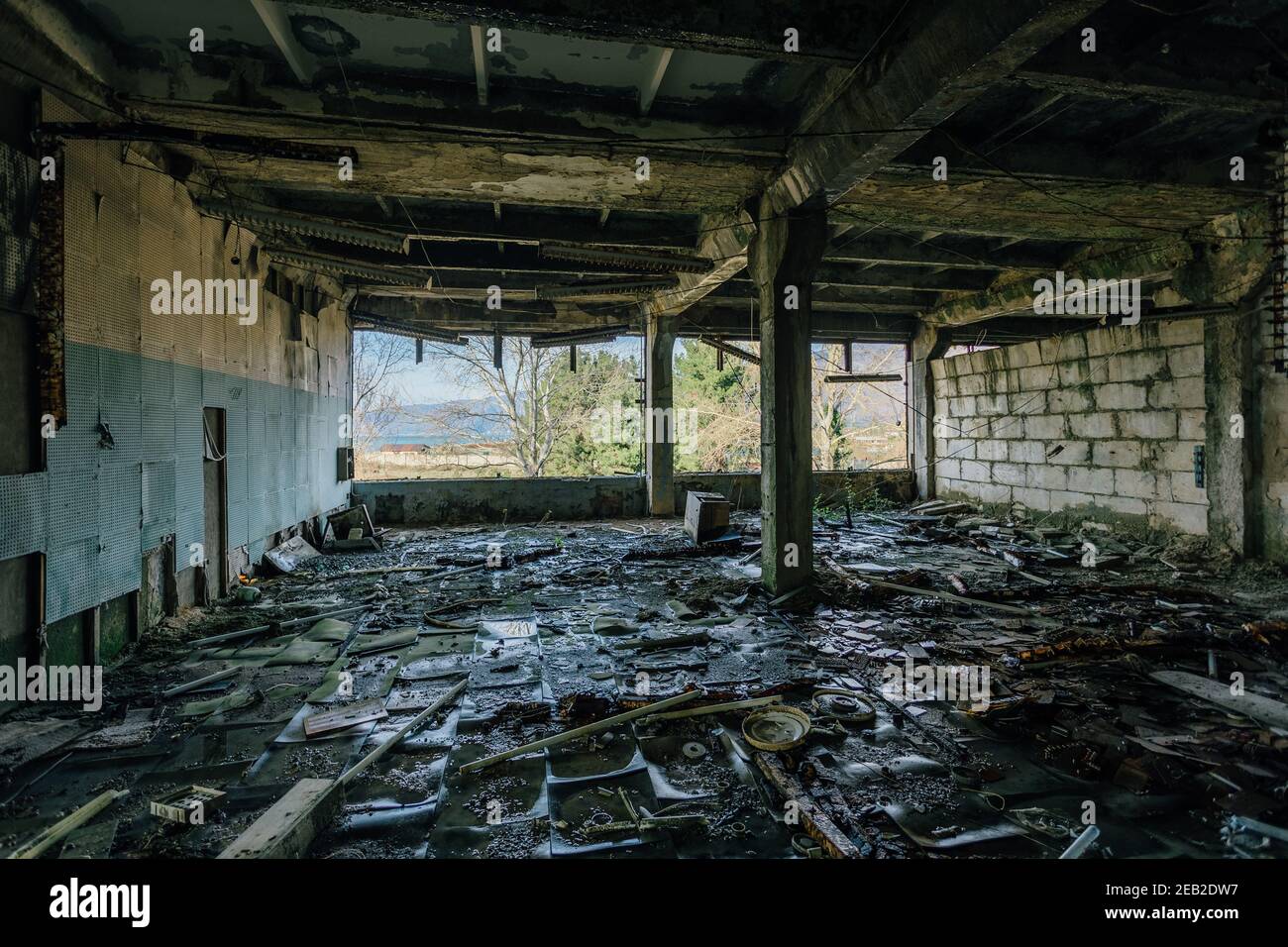 Old creepy rotten dirty abandoned industrial building Stock Photo - Alamy