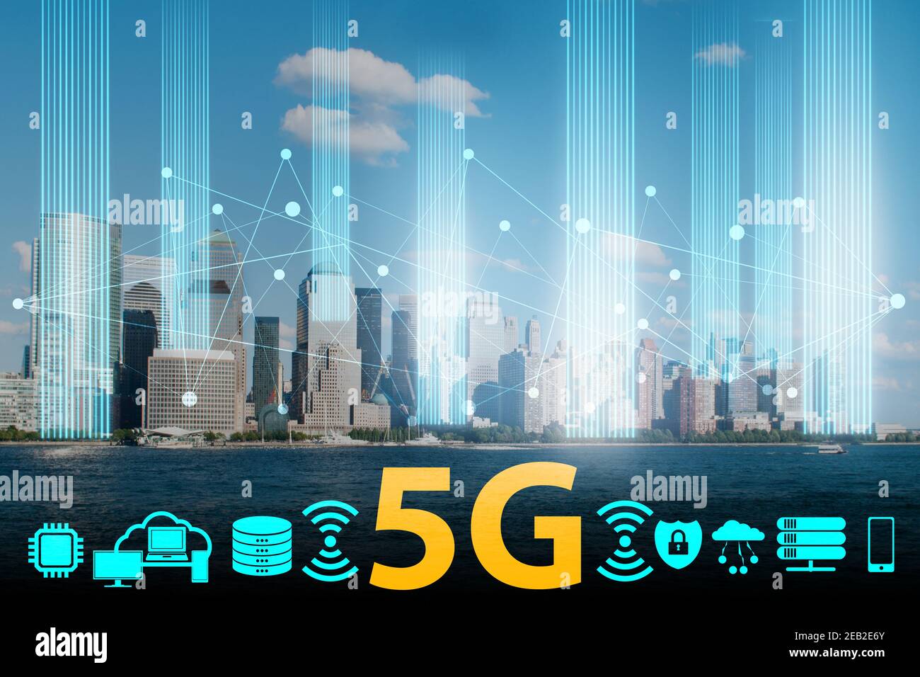Concept of 5g networks in the large cities Stock Photo - Alamy