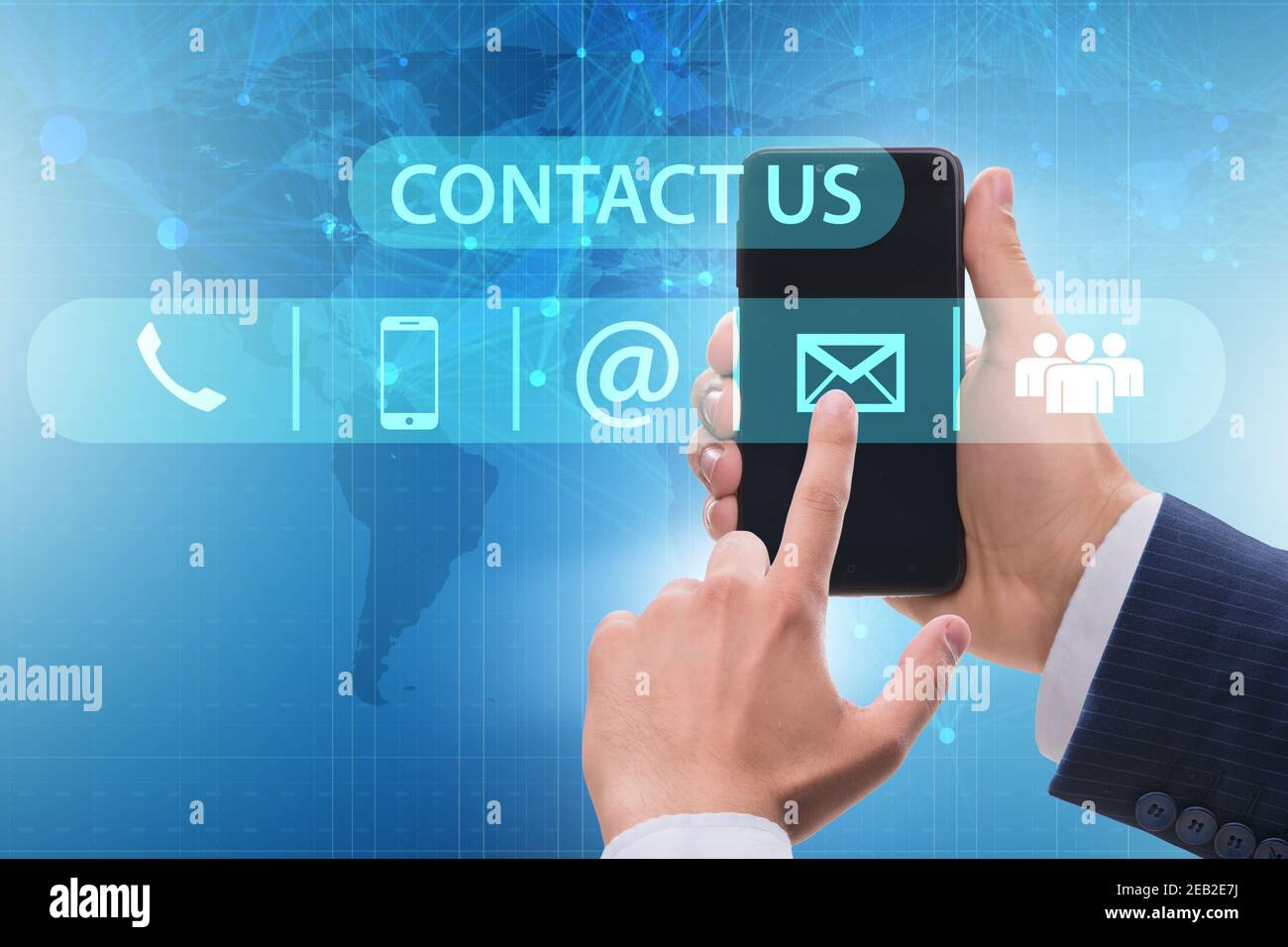 Communication concept with the key contact means Stock Photo - Alamy