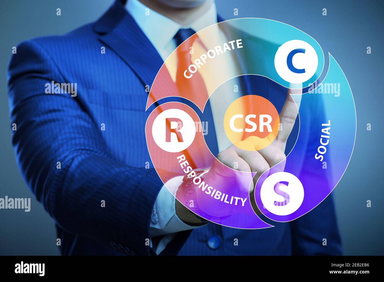 Concept of corporate social responsibility with businessman Stock Photo ...