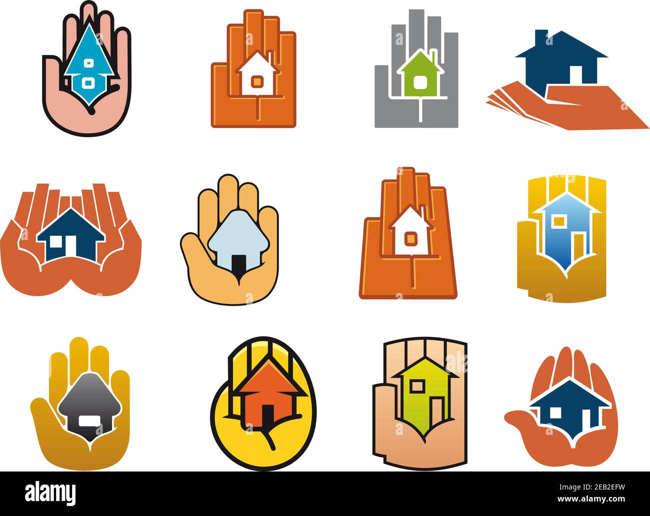 House in hands logo icon hi-res stock photography and images - Alamy