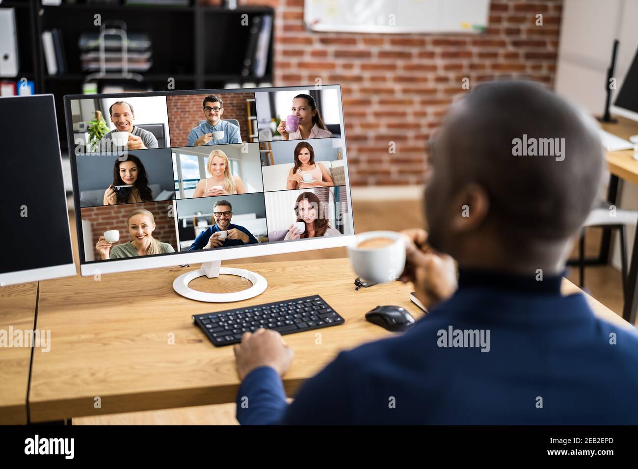 Online Video Conference Work Webinar On Desktop Stock Photo - Alamy
