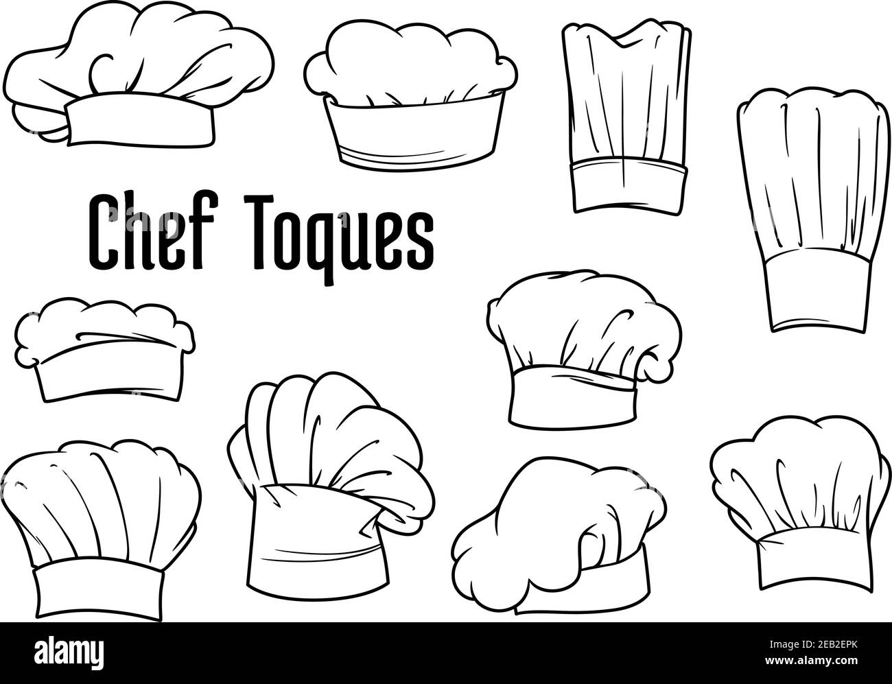 Chef caps, toques or hats set isolated on white background, for kitchen ...