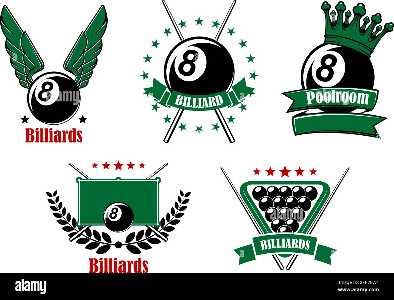 Billiard balls rack isolated vector vectors hi-res stock photography ...