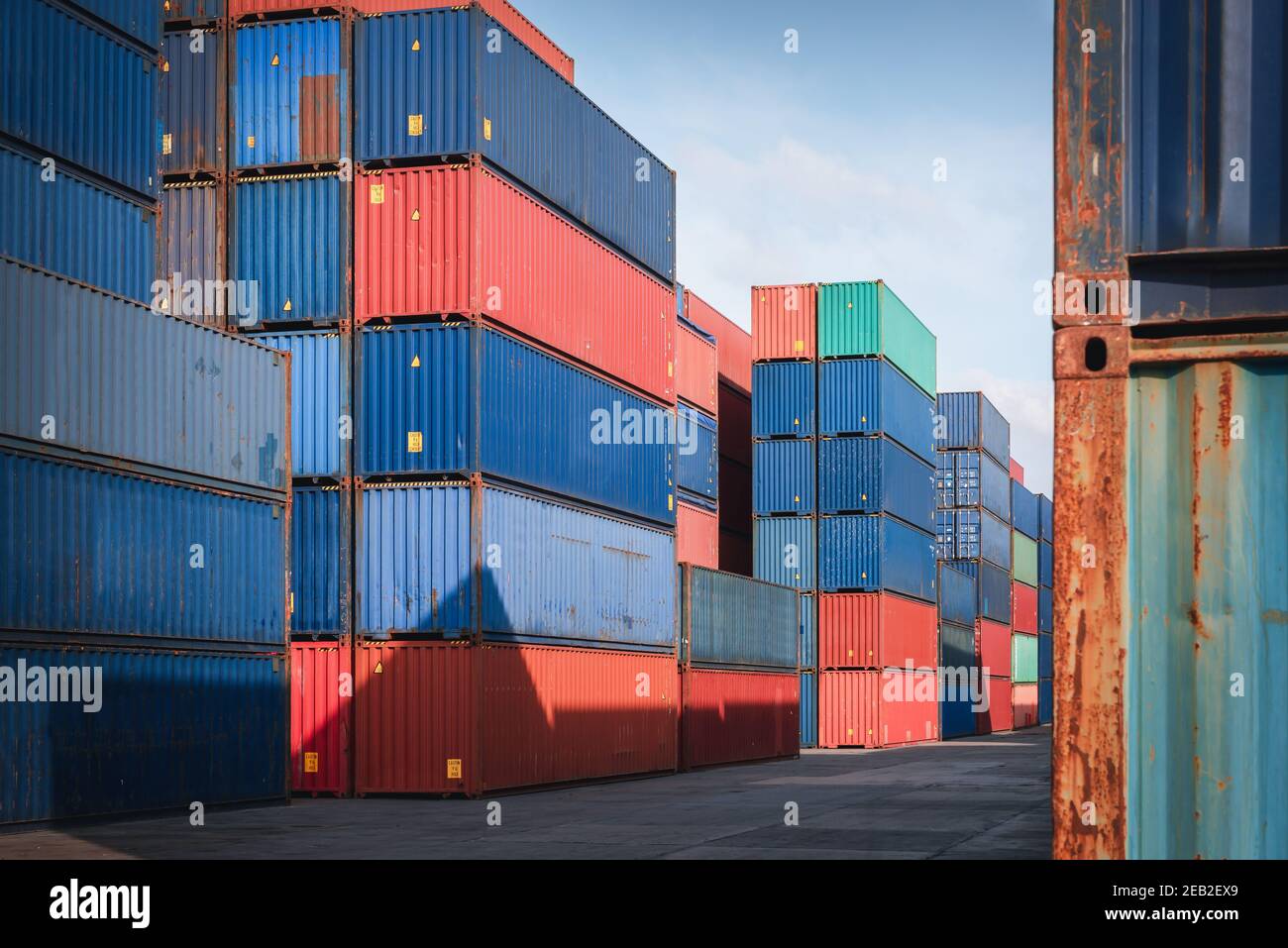 Stack of Containers Cargo Ship Import/Export in Harbor Port, Cargo ...