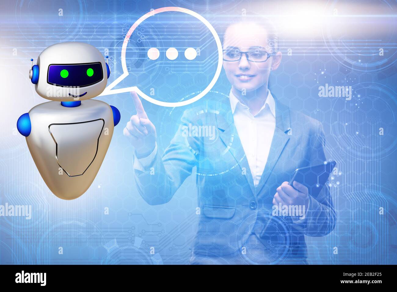 Concept of chat bot in the modern business communication Stock Photo ...