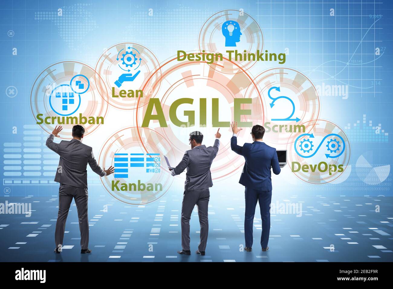 Businessman in the various agile methods concept Stock Photo - Alamy