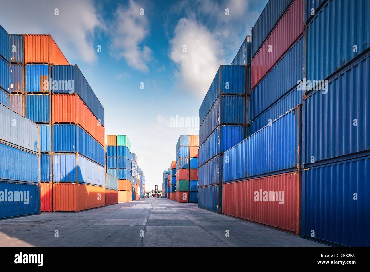 Stack of Containers Cargo Ship Import/Export in Harbor Port, Cargo ...