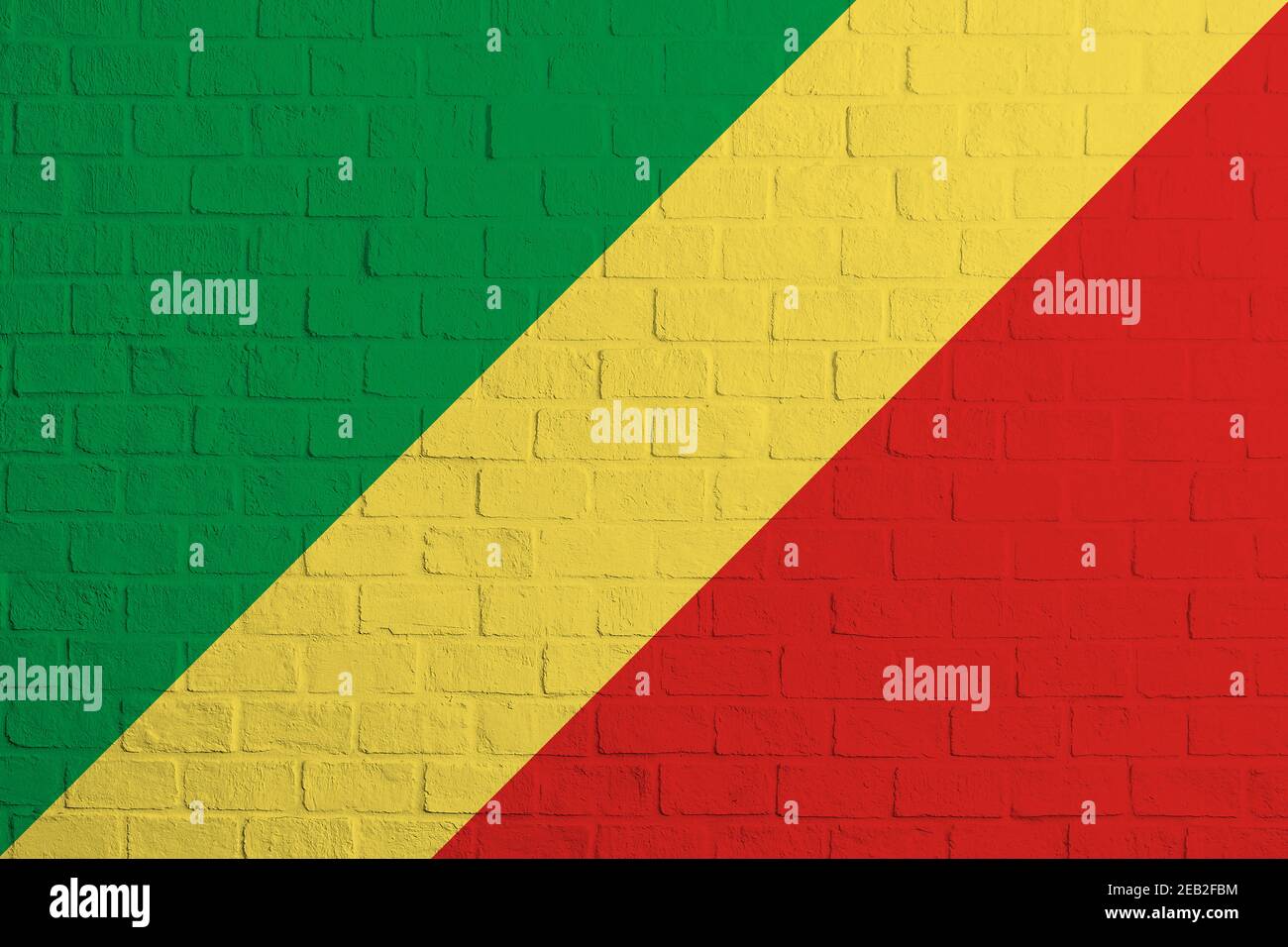 Flag of Republic of the Congo Brick wall texture of the flag of ...