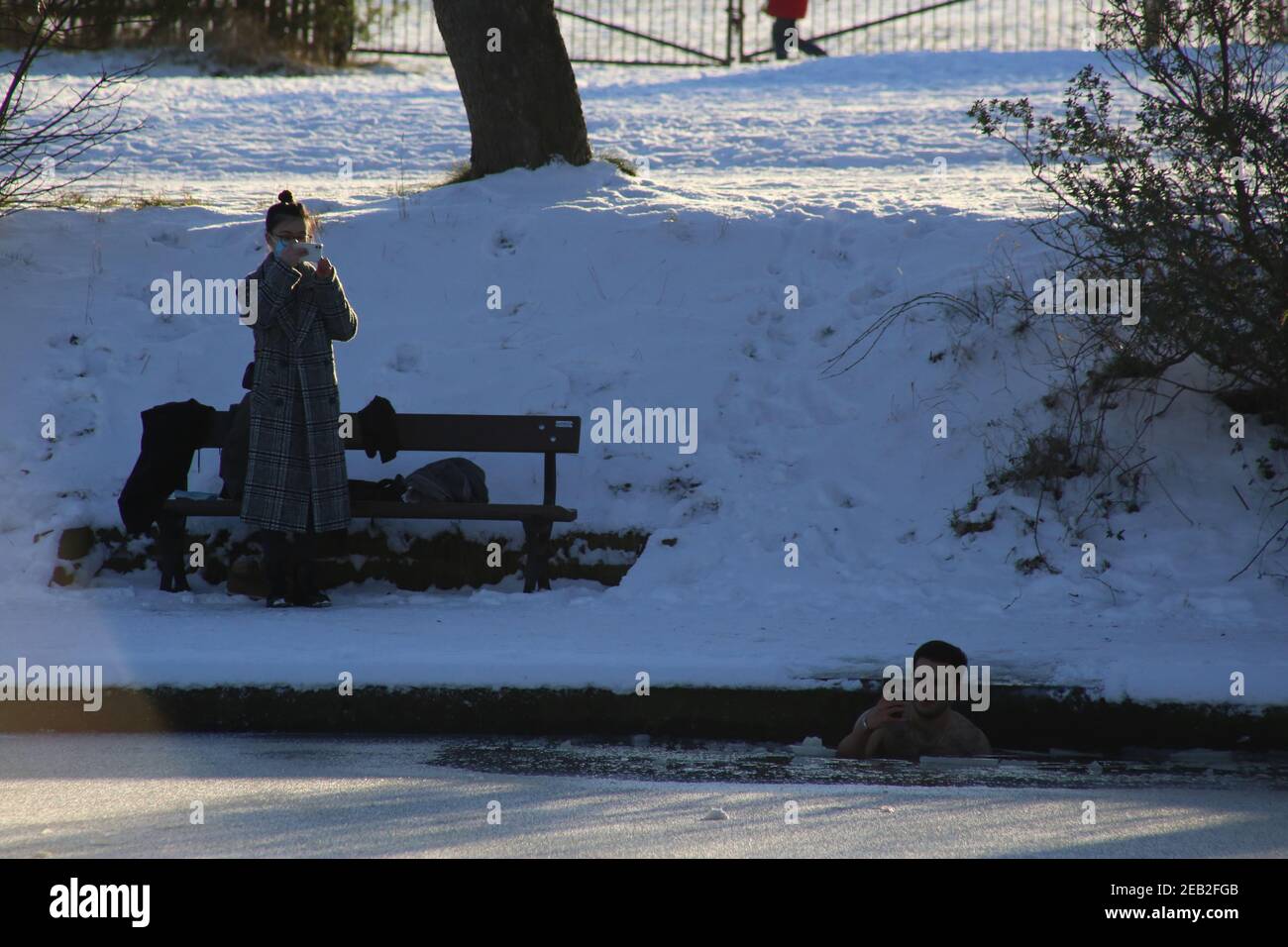 Newcastle upon Tyne, UK, 11th February, 2021, Ice Cold Water Dip in ...