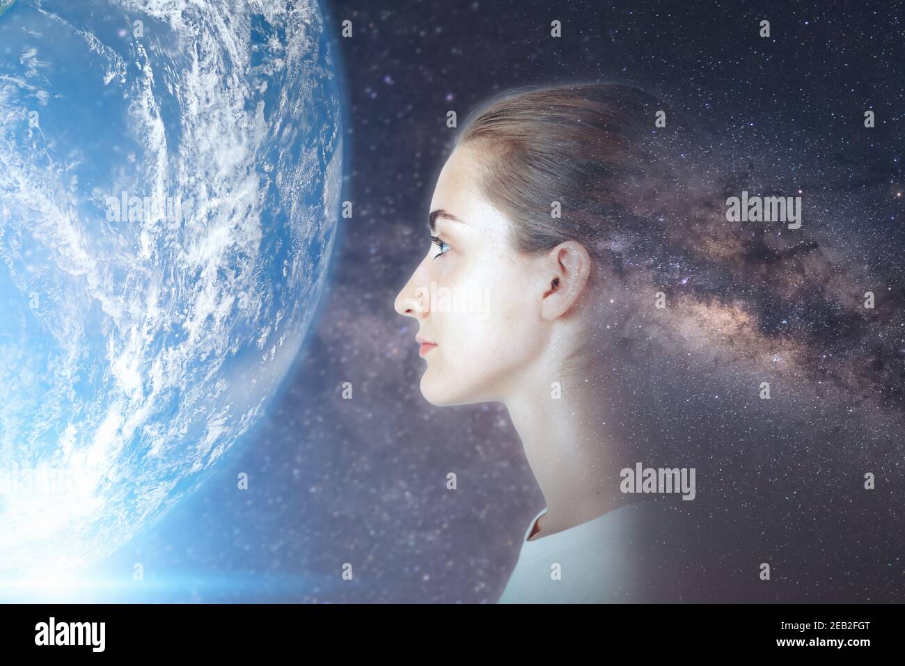 Futuristic Goal and Solution Thinking Concept, Double Exposure Overlay ...