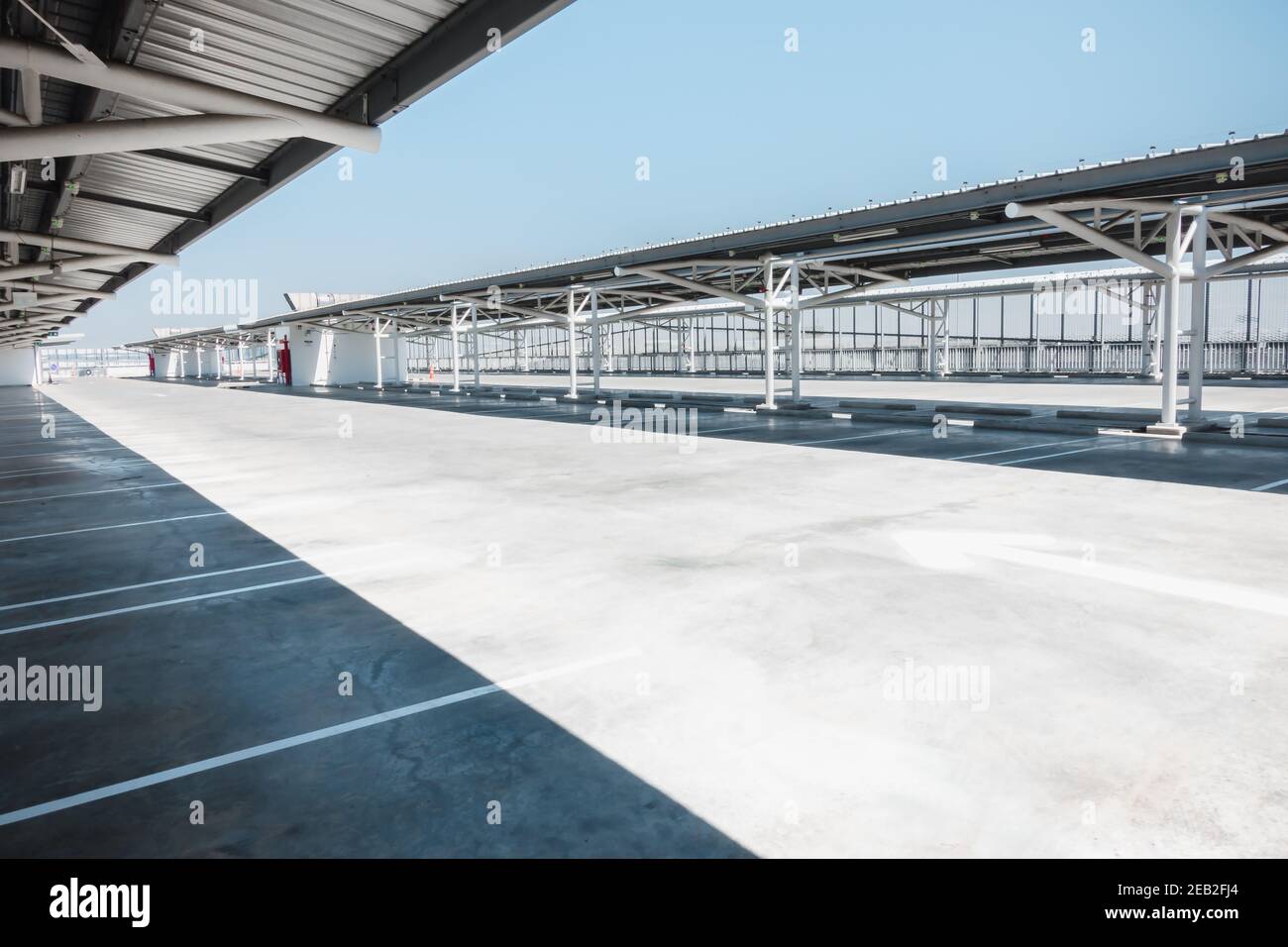 Car Parking Lot Area on Deck Floor of Shopping Mall, Perspective View ...