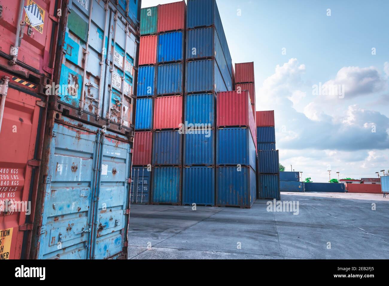 Stack of Containers Cargo Ship Import/Export in Harbor Port, Cargo ...