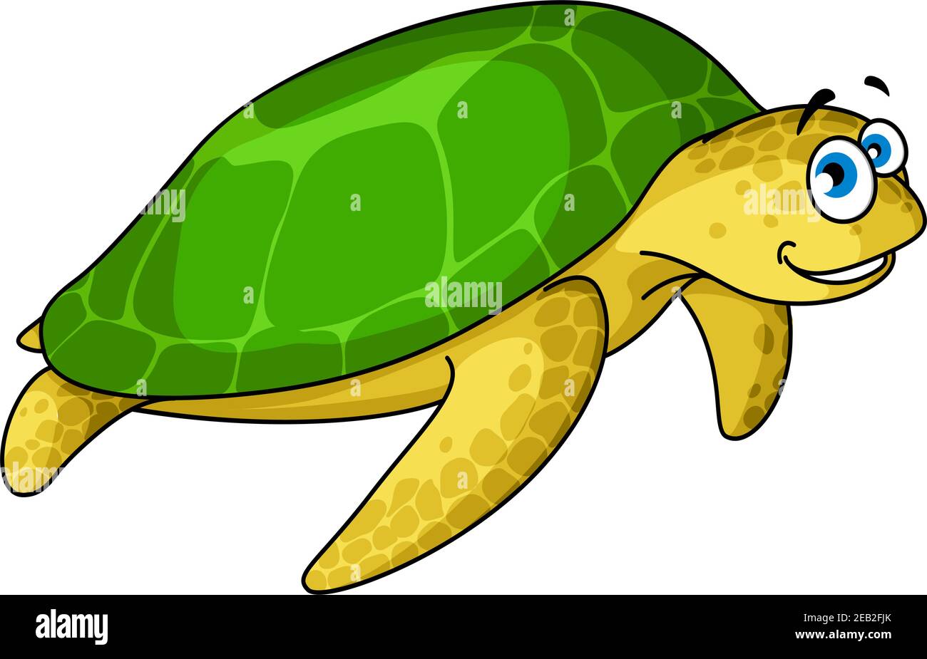 Cartoon swimming sea turtle character with yellow spotted skin and ...