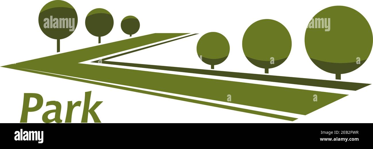 Park landscape icon design with abstract alley of green trees isolated ...
