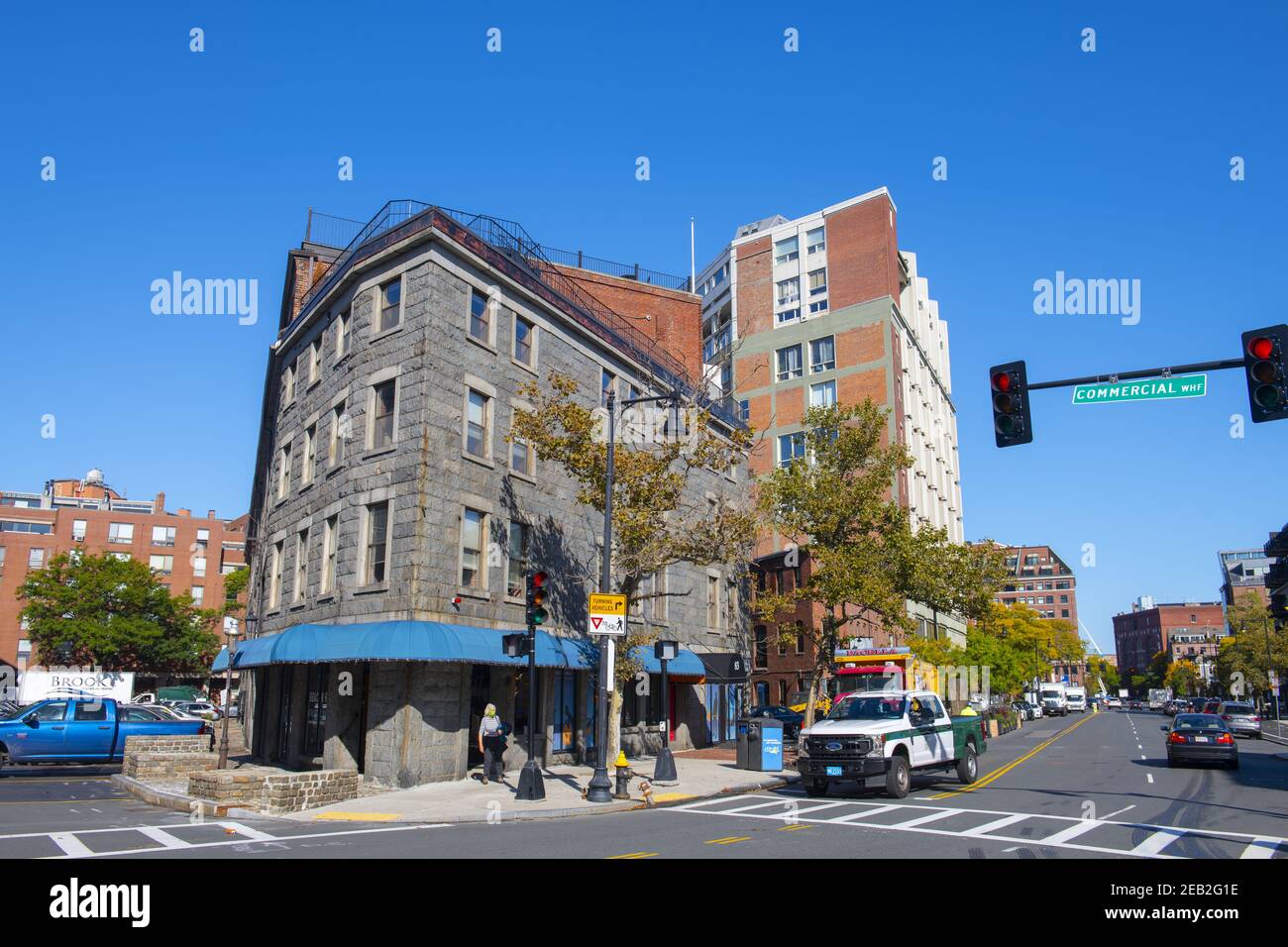 Historic commercial buildings on Atlantic Avenue at Commercial Wharf in ...