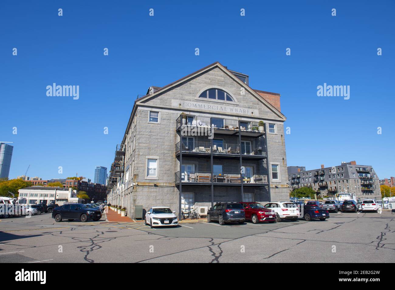 Historic Commercial Wharf on Atlantic Avenue in downtown Boston ...
