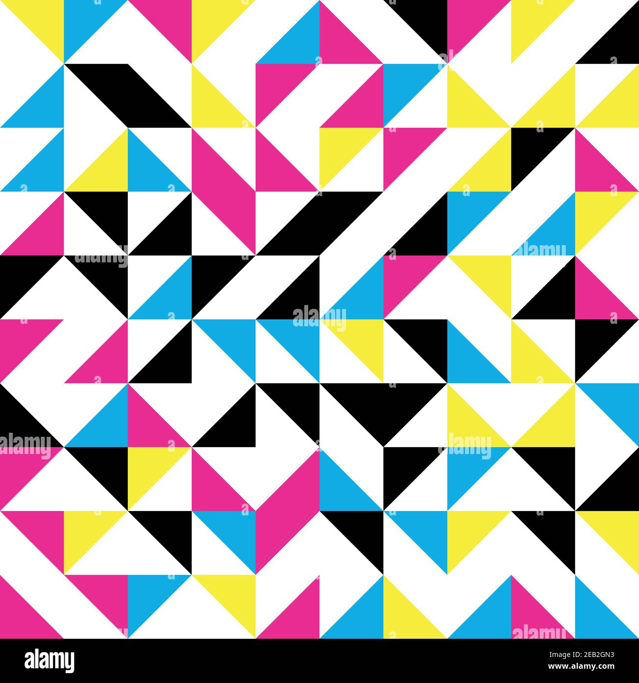 Abstract mosaic of right triangles. CMYK color right triangles ...