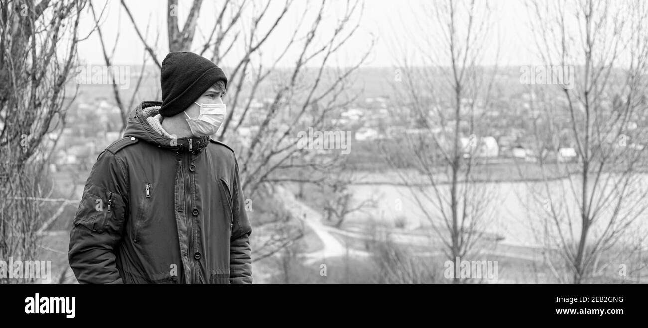 Pandemic mask man Black and White Stock Photos & Images - Alamy