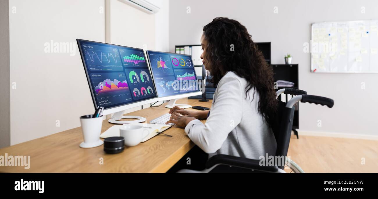 Business Data Analyst Woman Using Computer Screen Stock Photo - Alamy