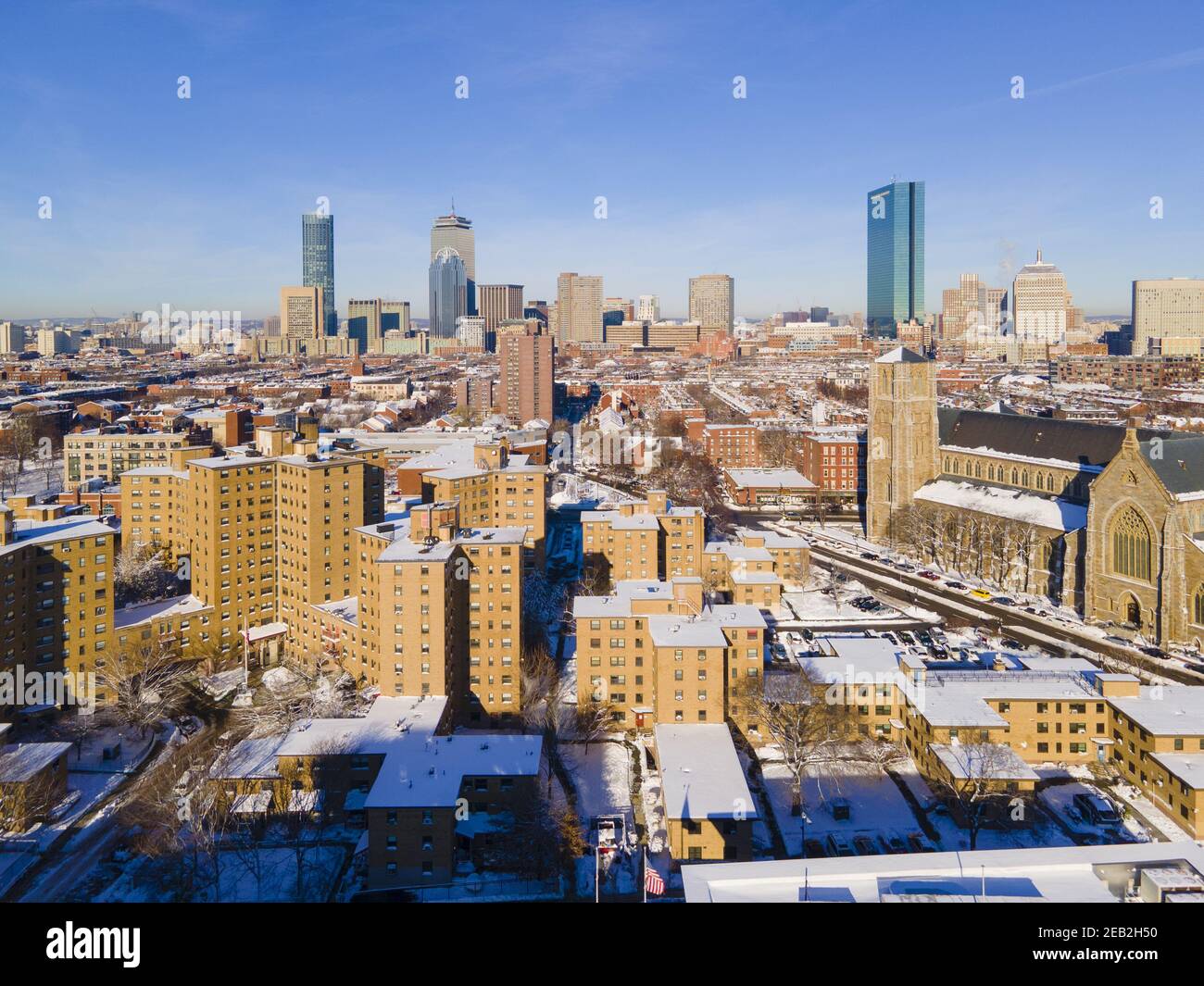 Boston Back Bay modern city skyline in winter including Four Season ...