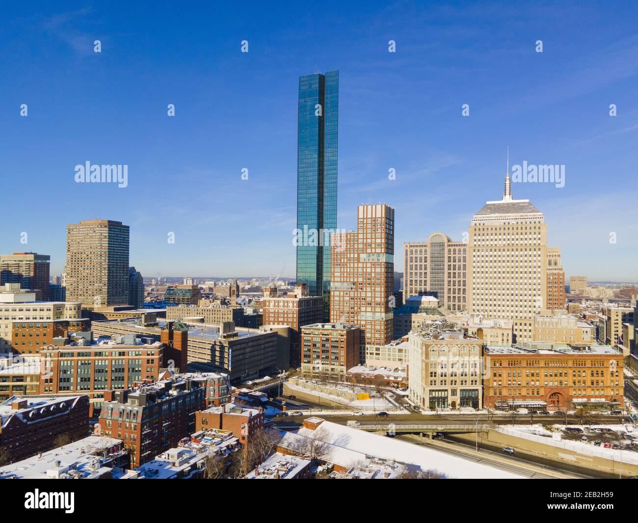 Boston Back Bay modern city skyline including John Hancock Tower in ...