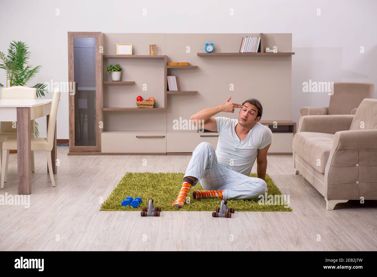 Sad frustrated sporty young hi-res stock photography and images - Alamy