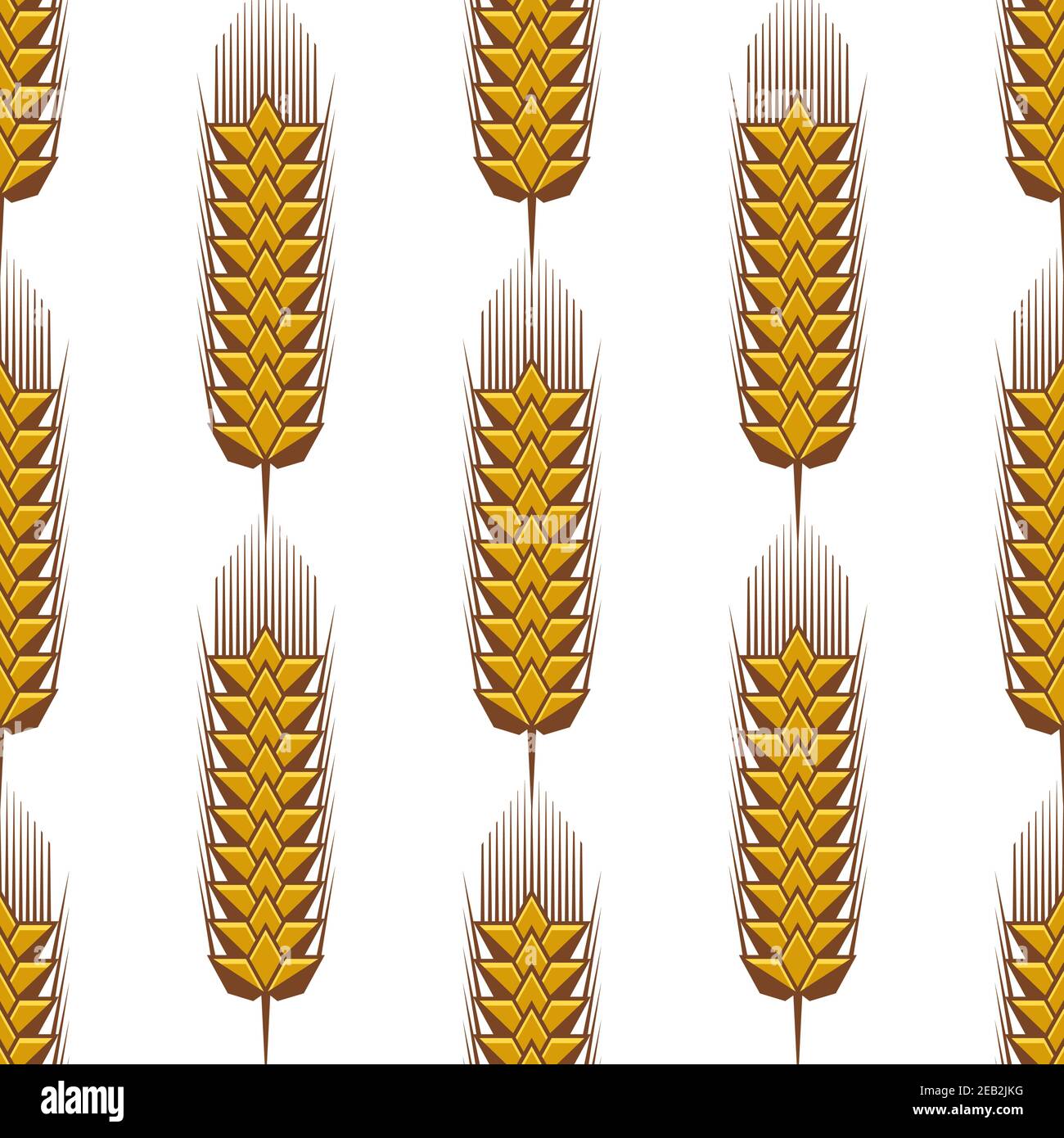 Background seamless pattern with a repeat ripe golden ears of wheat in ...