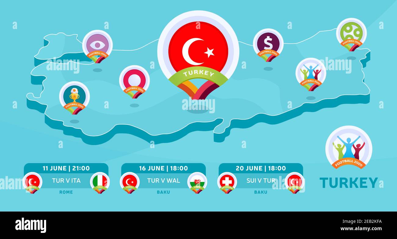 Turkey natioanal team matches on Isometric map vector illustration ...