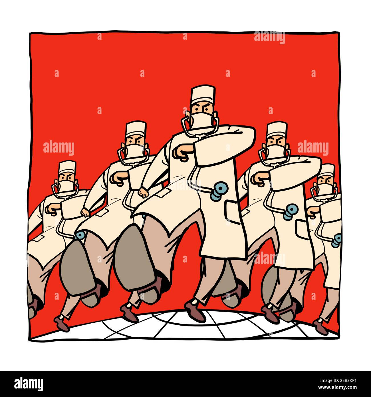 rally march a male doctor in a medical mask resolutely goes Stock ...