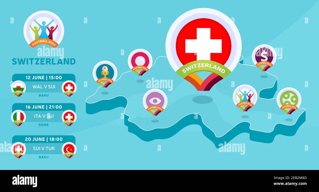 Switzerland natioanal team matches on Isometric map vector illustration ...