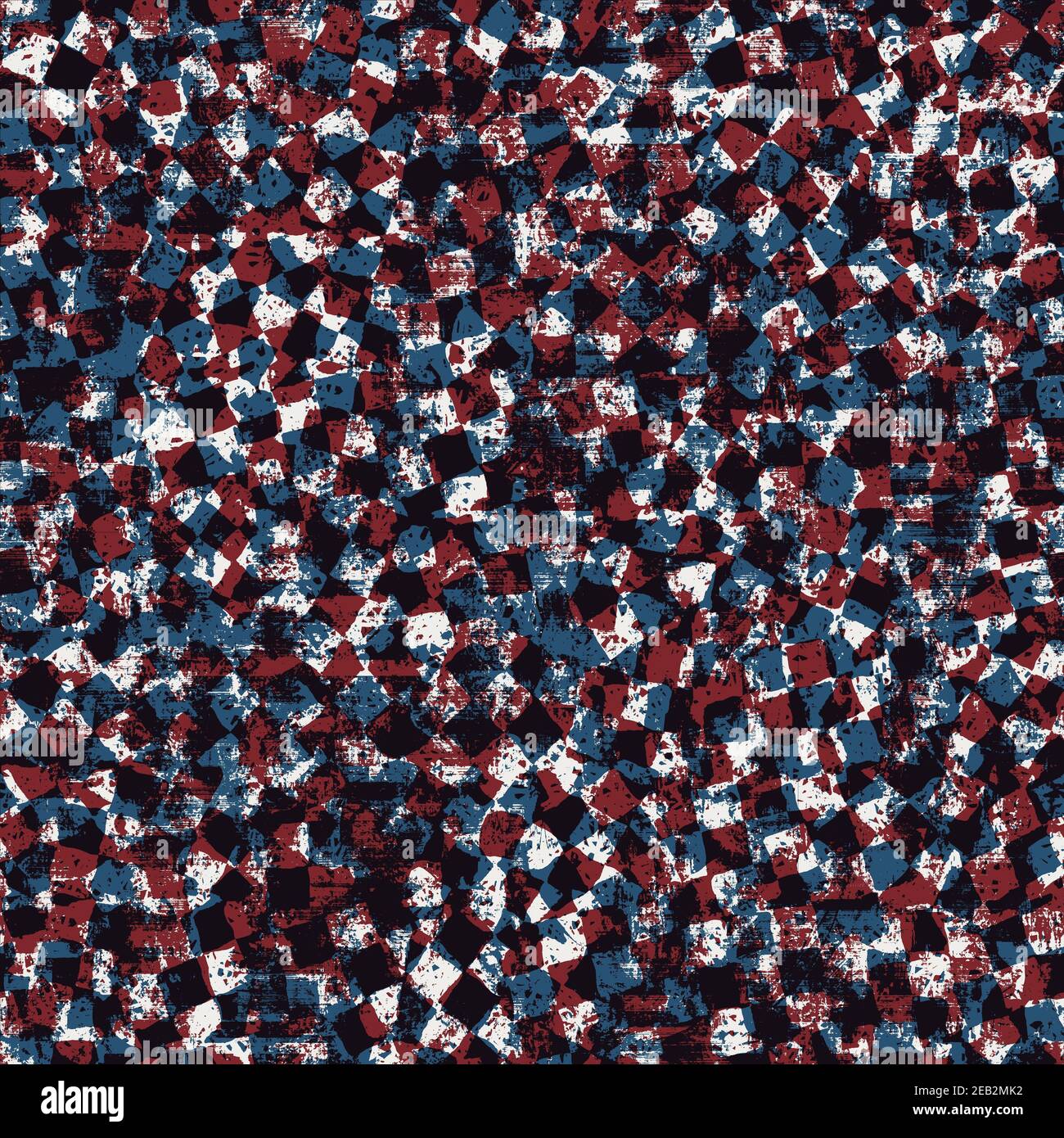 Seamless wavy check pattern red blue black white Stock Photo - Alamy
