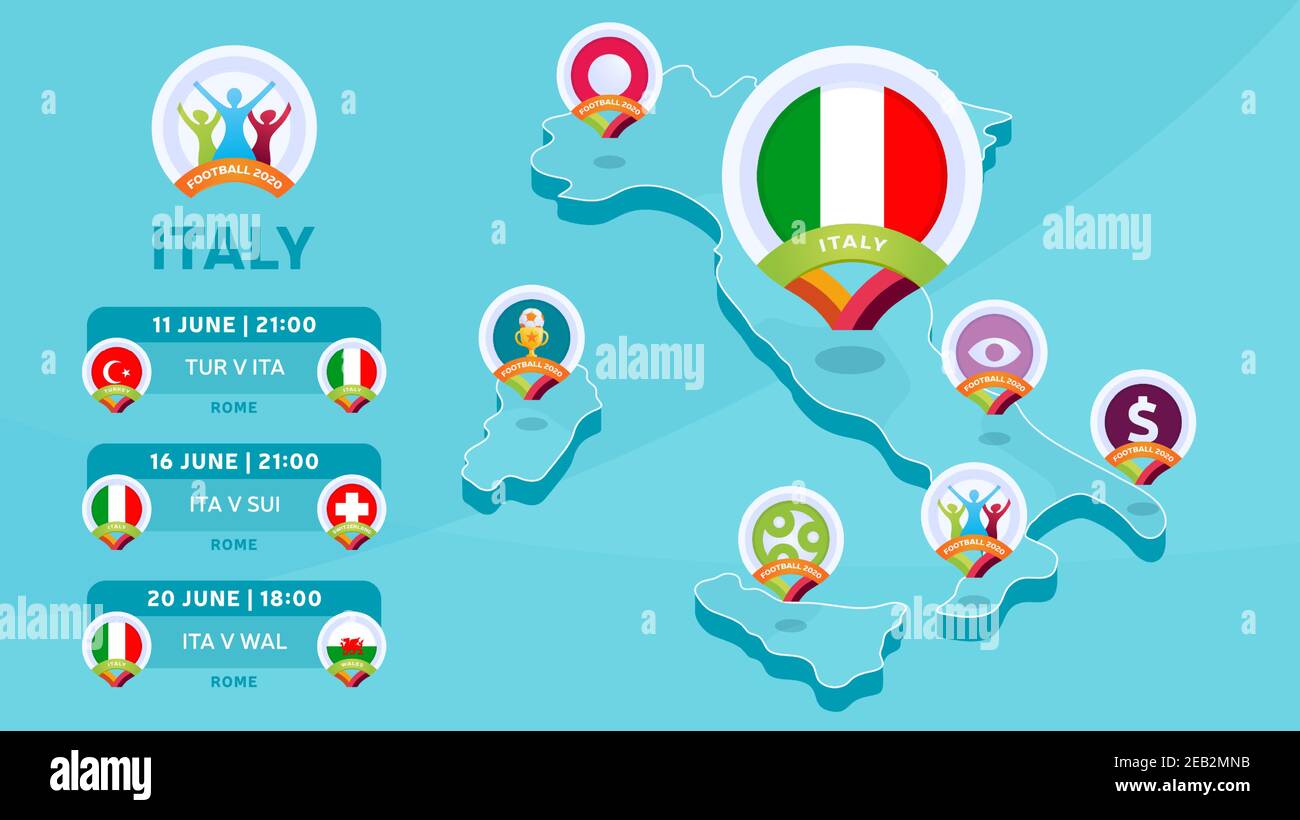Italy natioanal team matches on Isometric map vector illustration ...