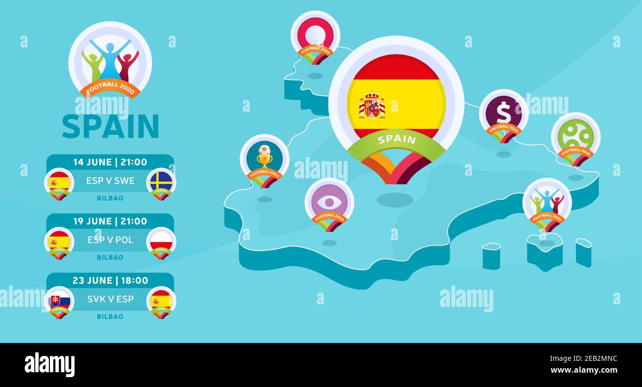 Spain natioanal team matches on Isometric map vector illustration ...