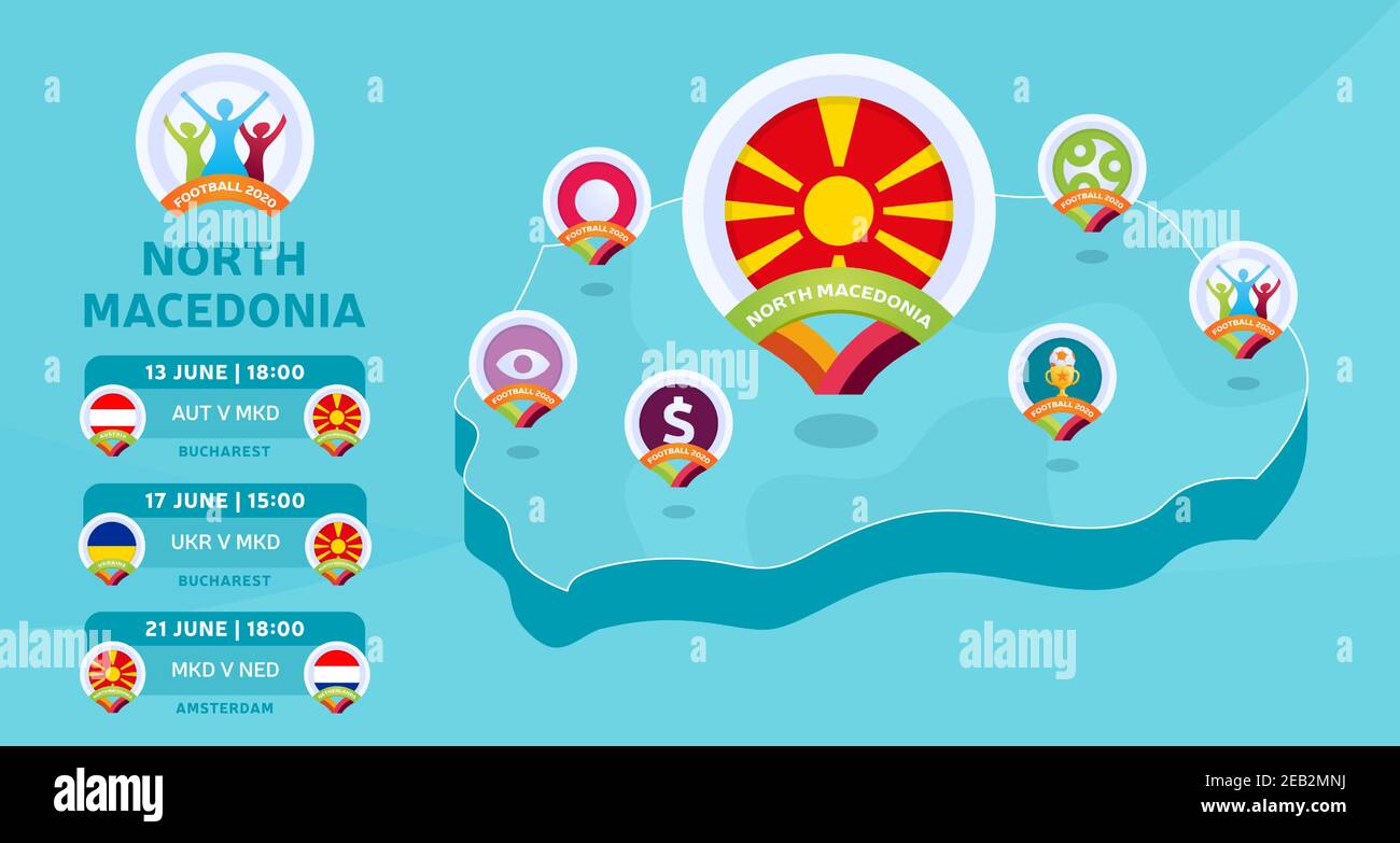 North Macedonia natioanal team matches on Isometric map vector ...