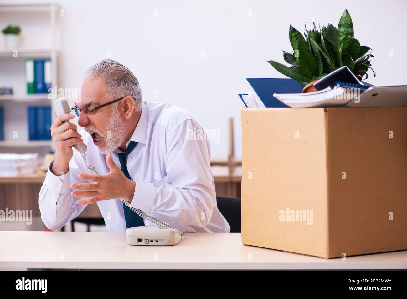 Old employee being fired from his work Stock Photo - Alamy