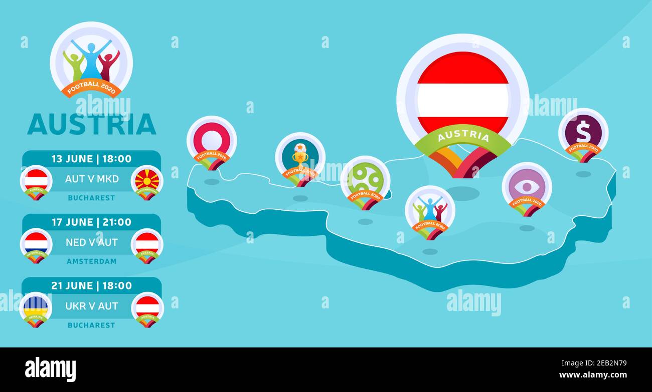 Austria natioanal team matches on Isometric map vector illustration ...