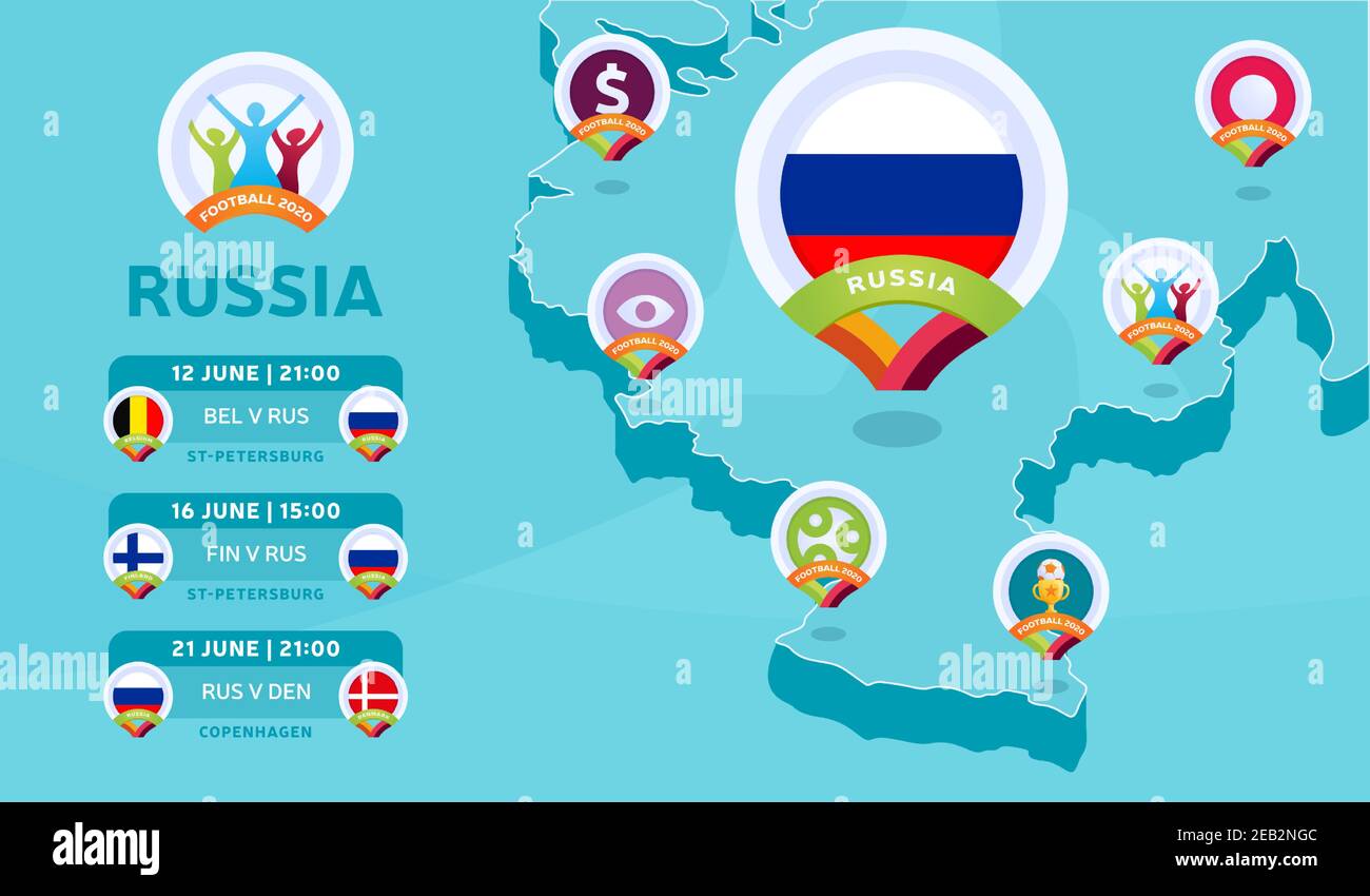 russia natioanal team matches on Isometric map vector illustration ...
