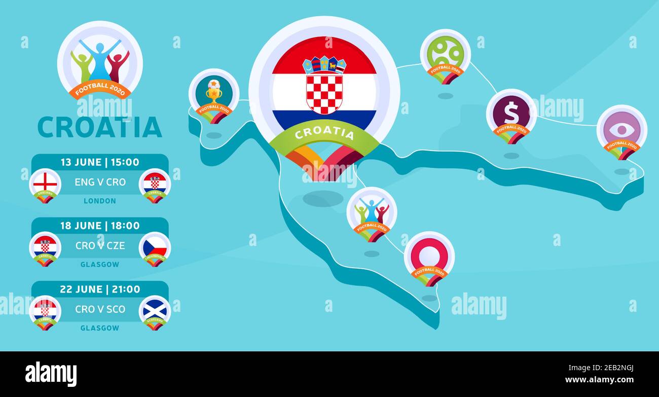 Croatia natioanal team matches on Isometric map vector illustration ...