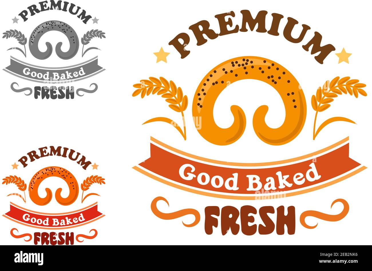 Bakery or pastry shop sign with horn shaped sweet bun with poppy seeds ...
