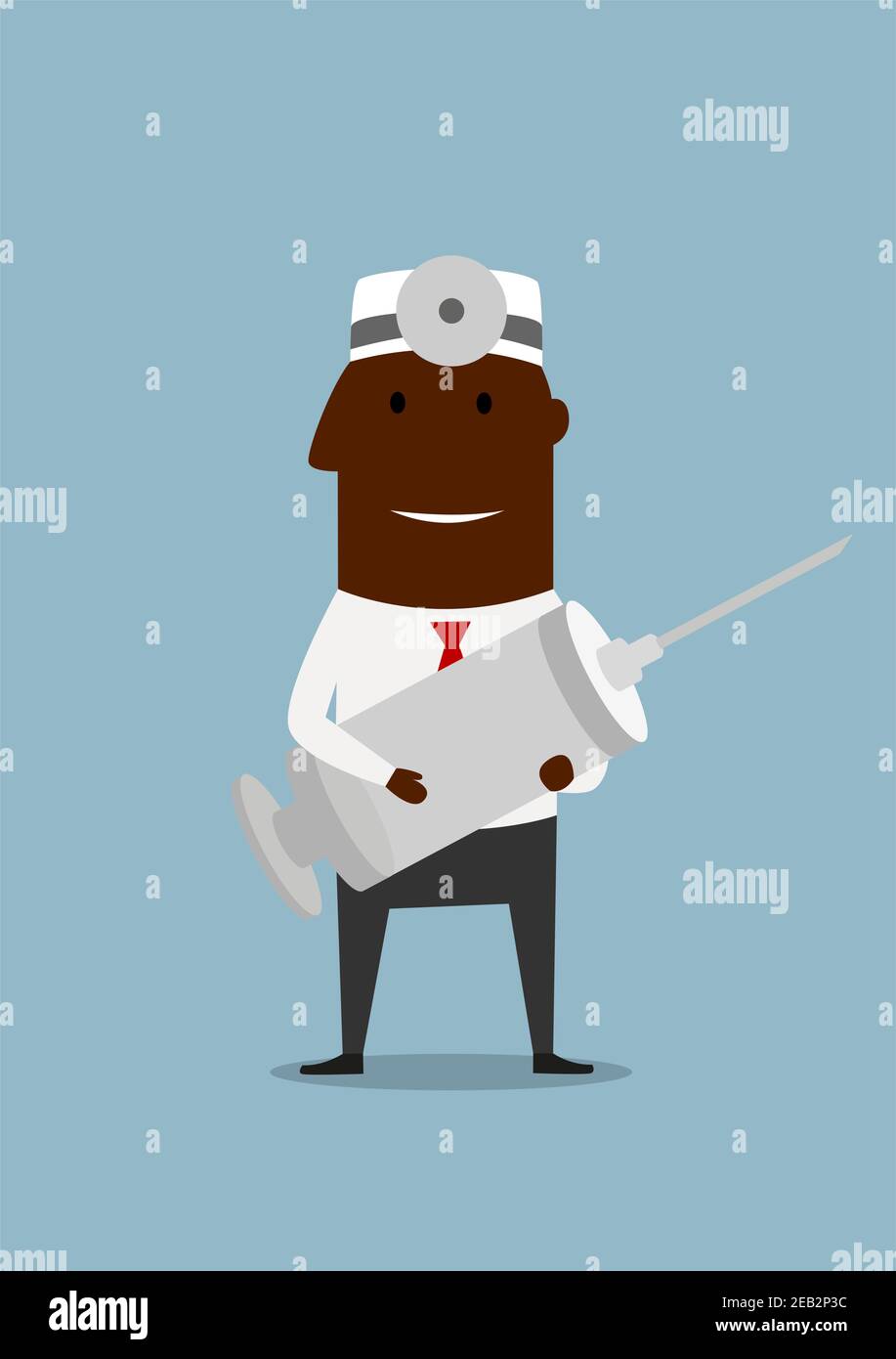 African american doctor in white cap with frontal reflector holding ...