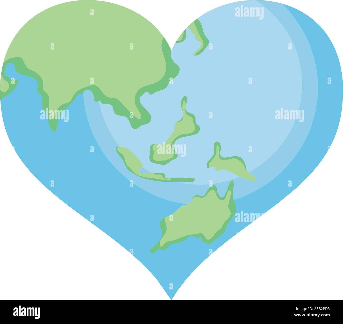 earth planet in heart shape over white background, colorful design ...