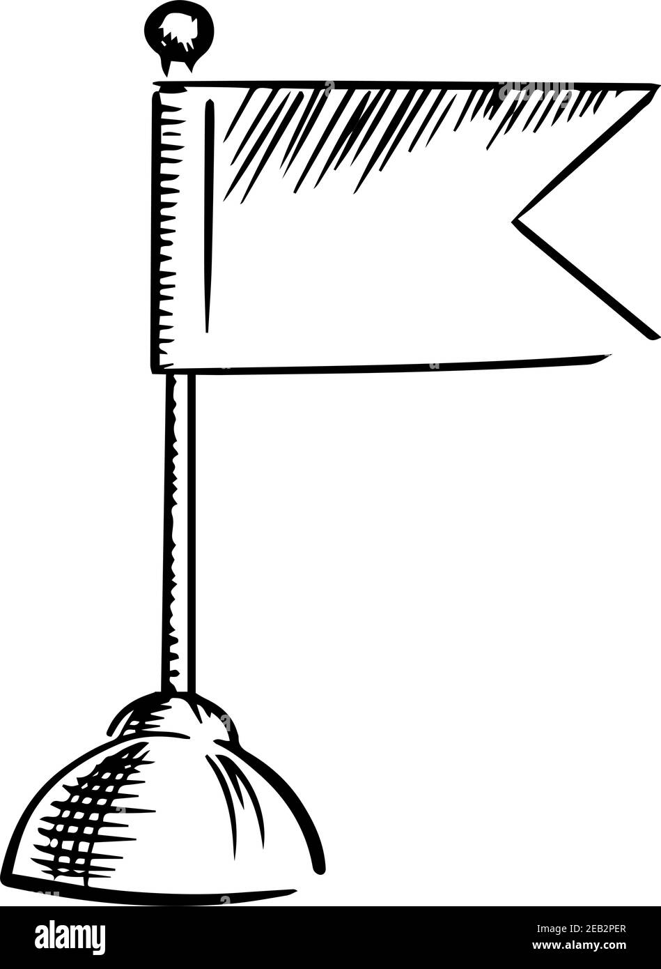 Table flag icon with forked end on heavy round stand, isolated on white ...