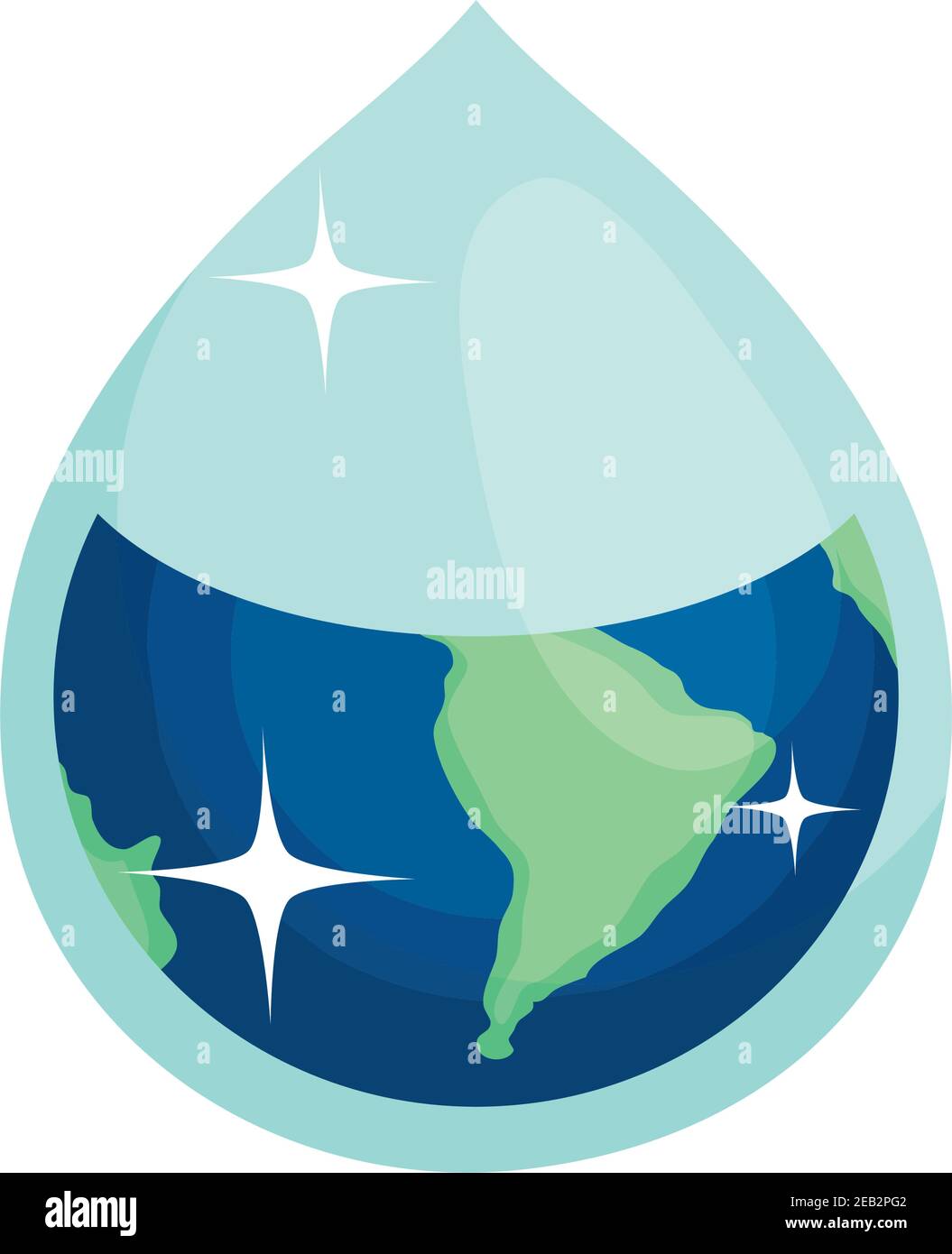earth in water drop shape over white background, colorful design ...