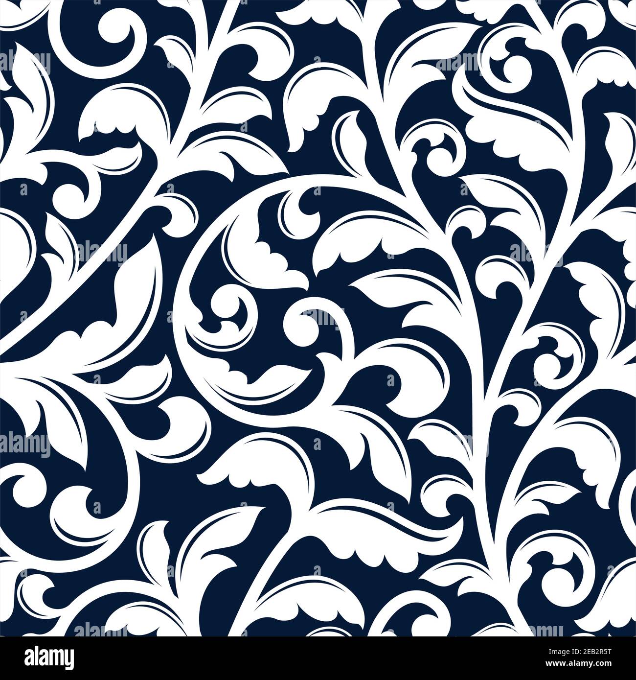 Ornamental white floral seamless pattern with delicate intertwined ...
