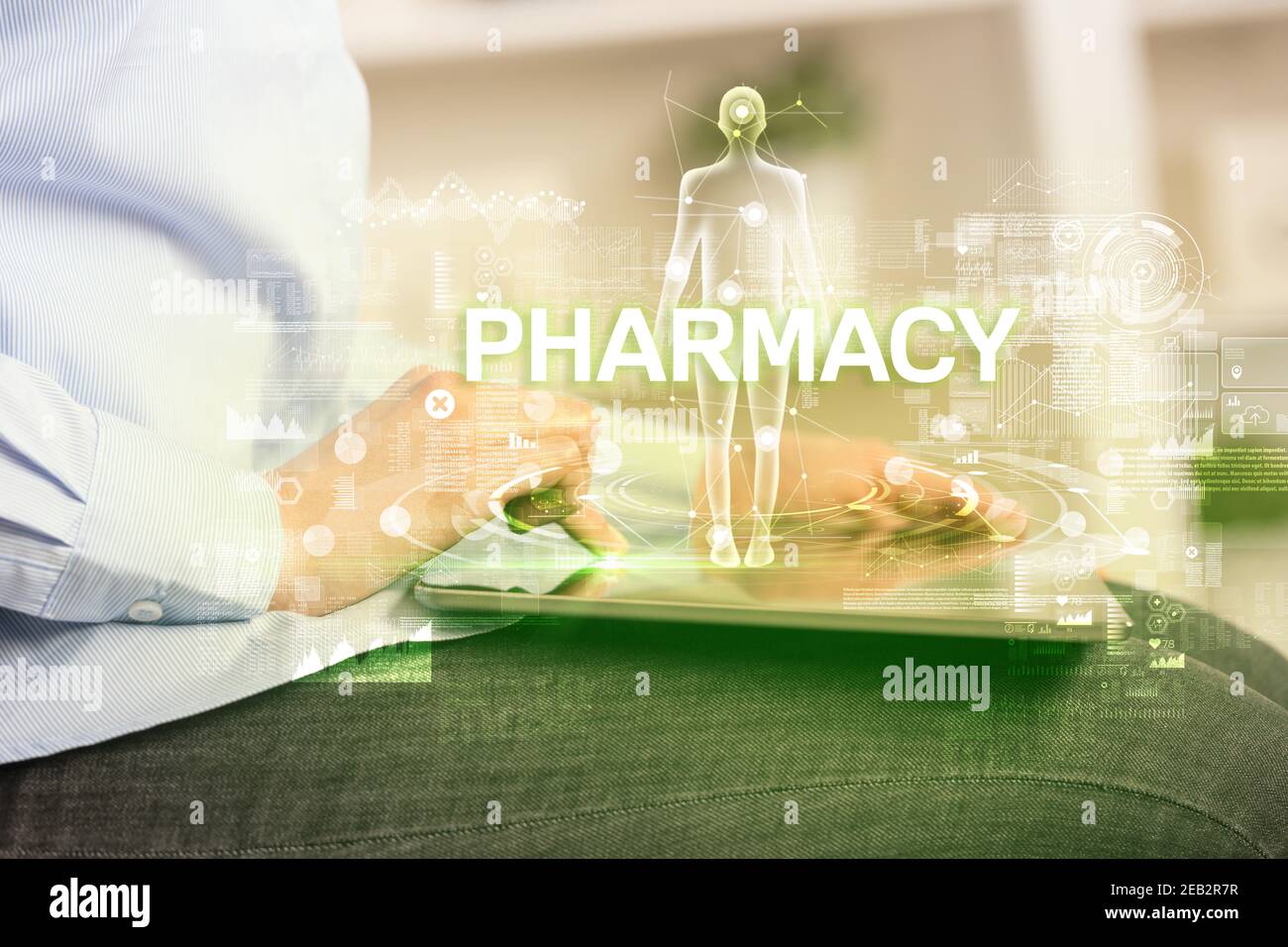 Electronic medical record with PHARMACY inscription, Medical technology ...