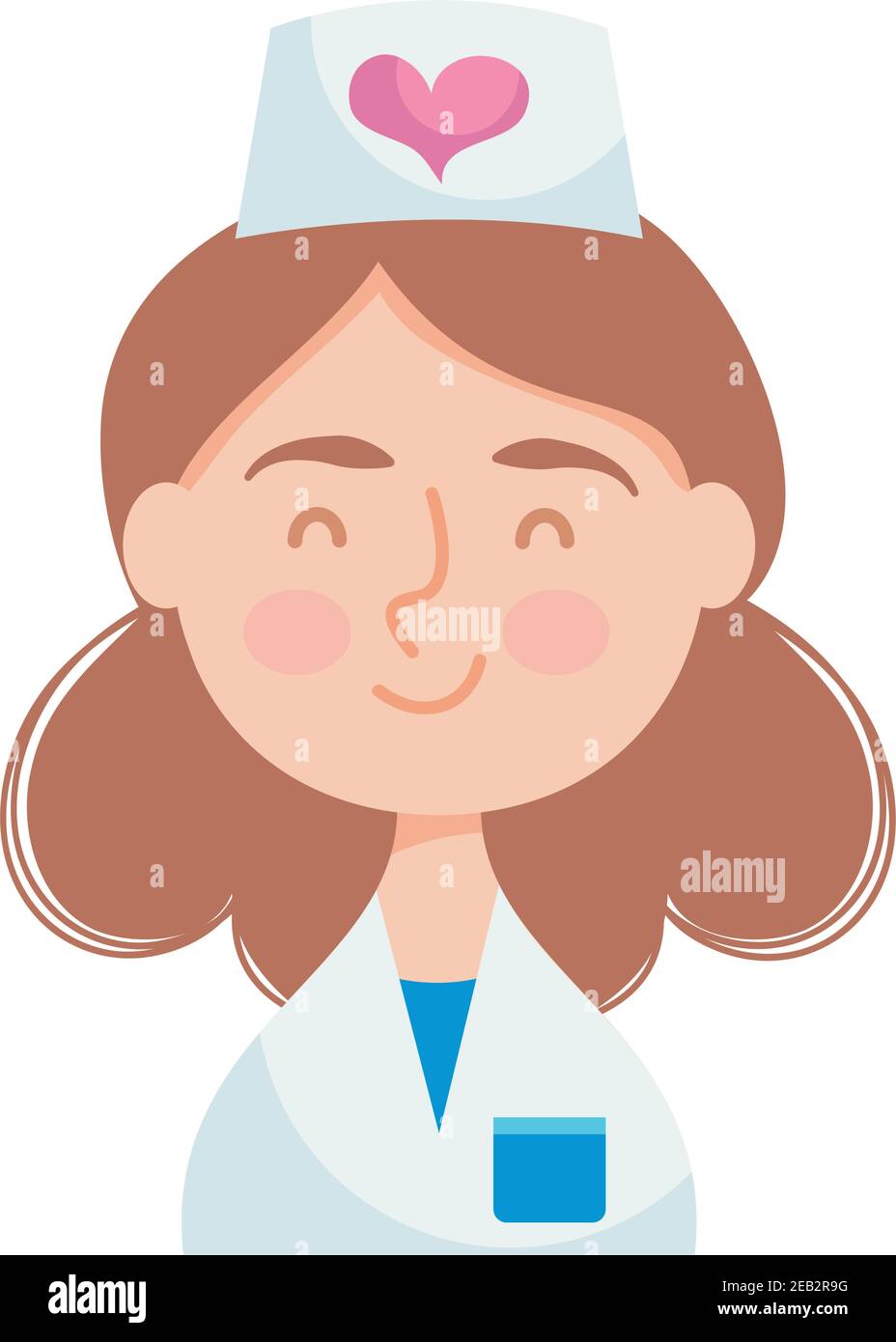 cartoon nurse smiling over white background, colorful design, vector ...