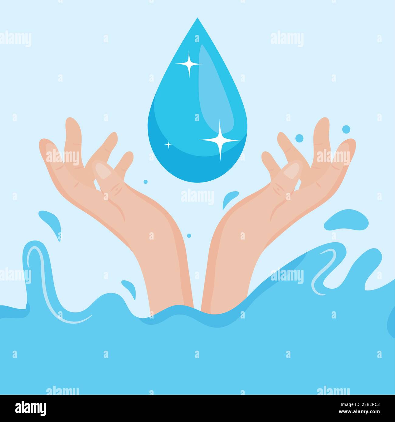 colorful design of hands and water drop over white background, vector ...