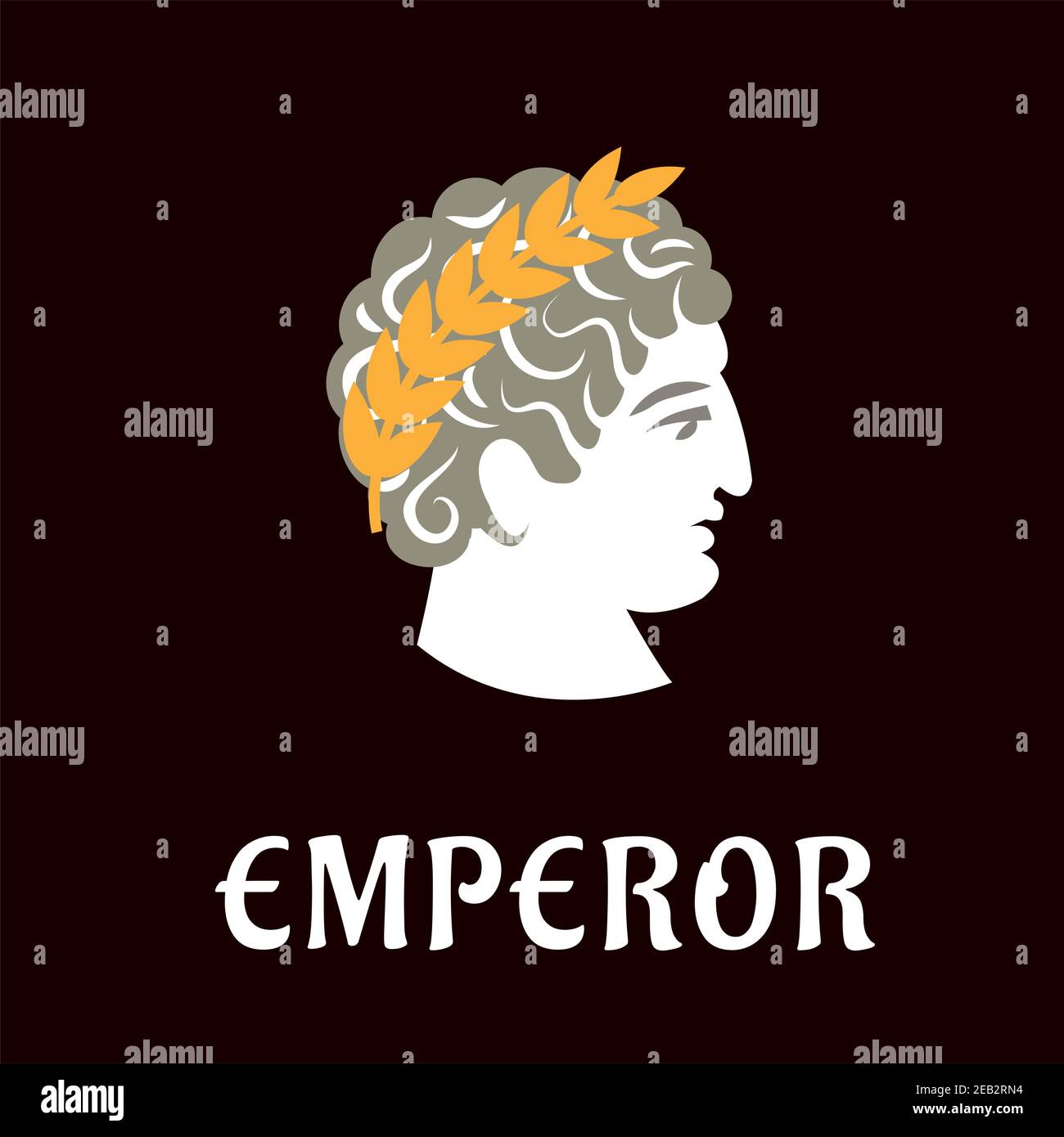 Roman emperor Julius Caesar head profile with golden laurel wreath on ...